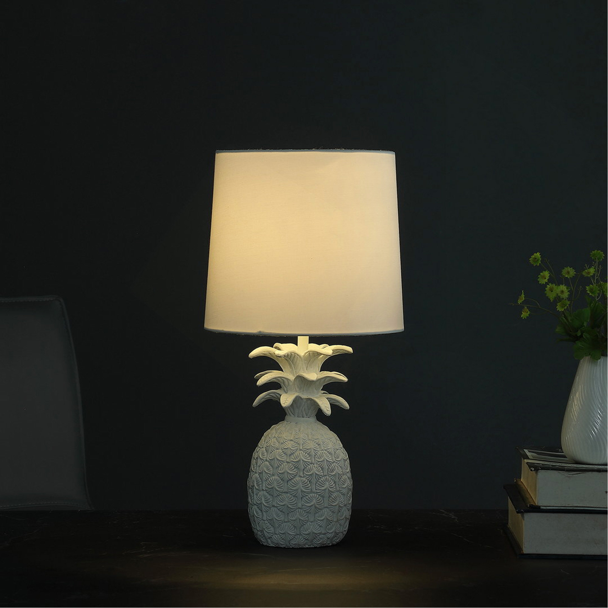Bay Isle Home™ 17" In Coastal White Tropical Heahea Pineapple Table Lamp | Wayfair